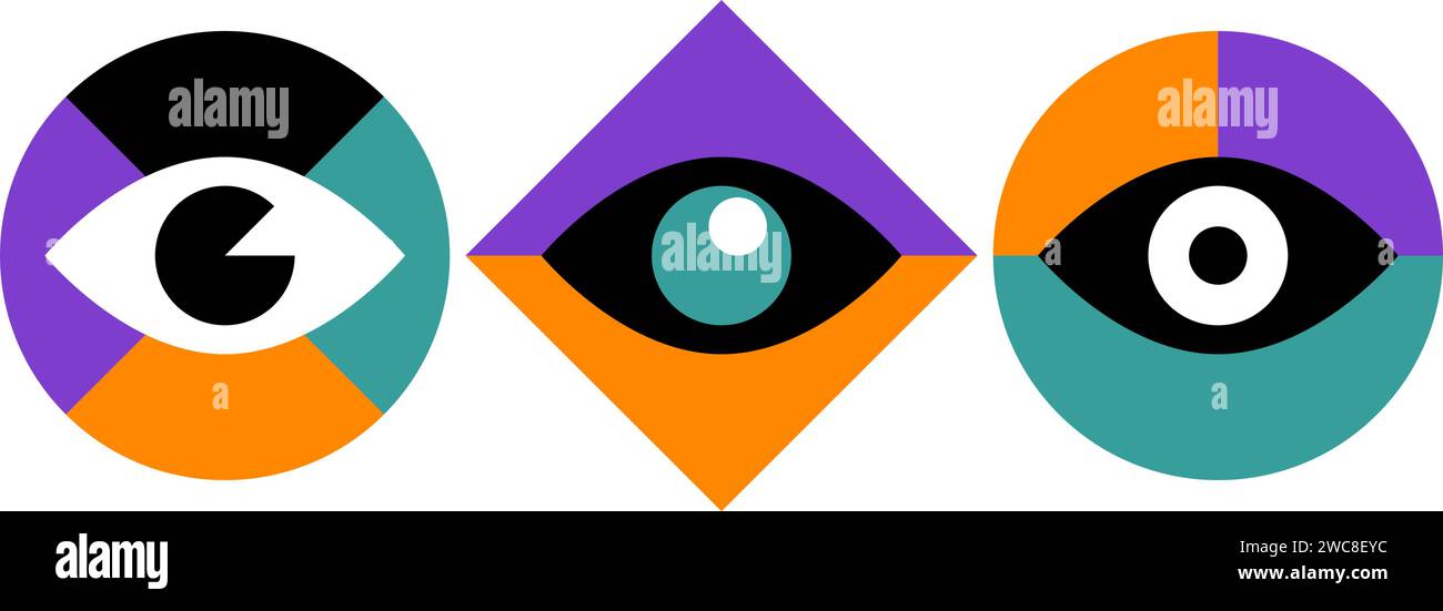 Eyes sign set. Vision symbol collection. Hypnosis eyeball concept pack ...