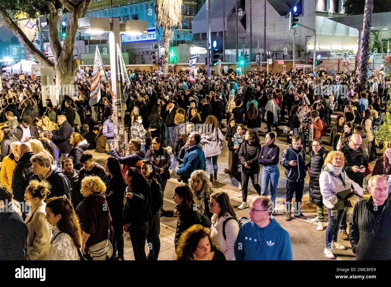 Tel Aviv, Israel - January 13, 2024 Currently 120 000 people are taking ...