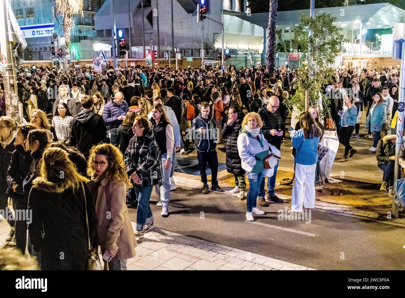 Tel Aviv, Israel - January 13, 2024 Currently 120 000 people are taking ...