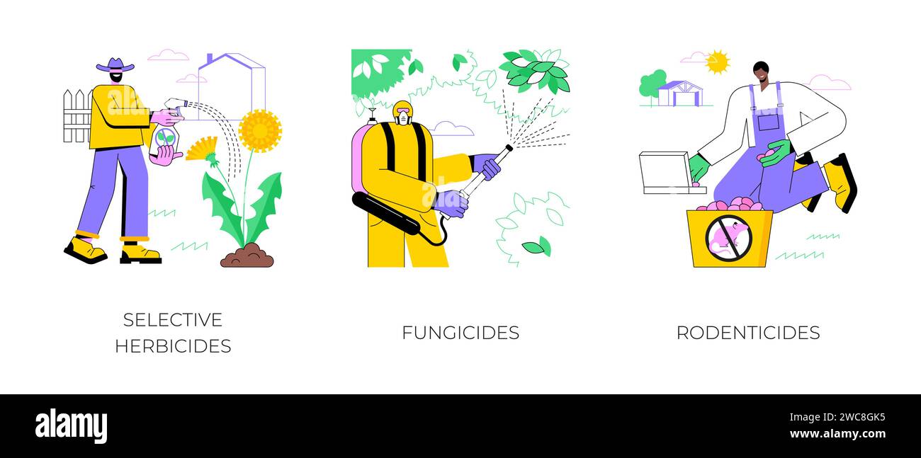 Crops treatment isolated cartoon vector illustrations set. Selective ...