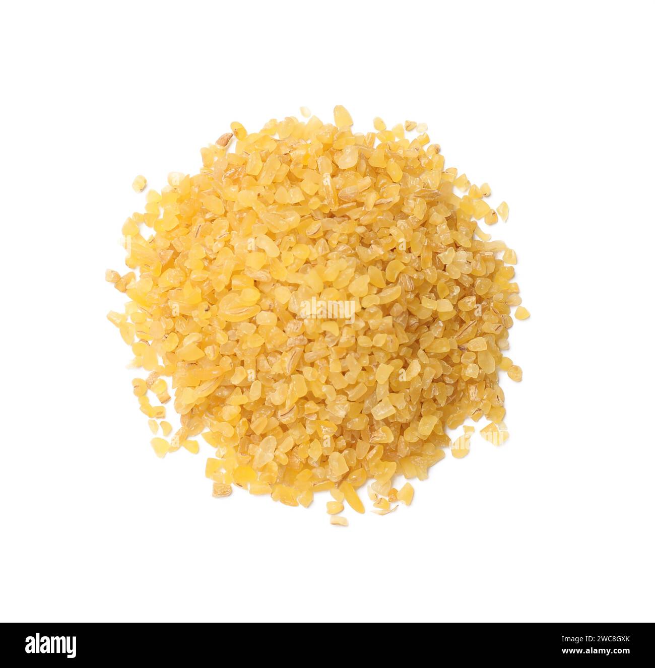 Pile of raw bulgur isolated on white, top view Stock Photo - Alamy