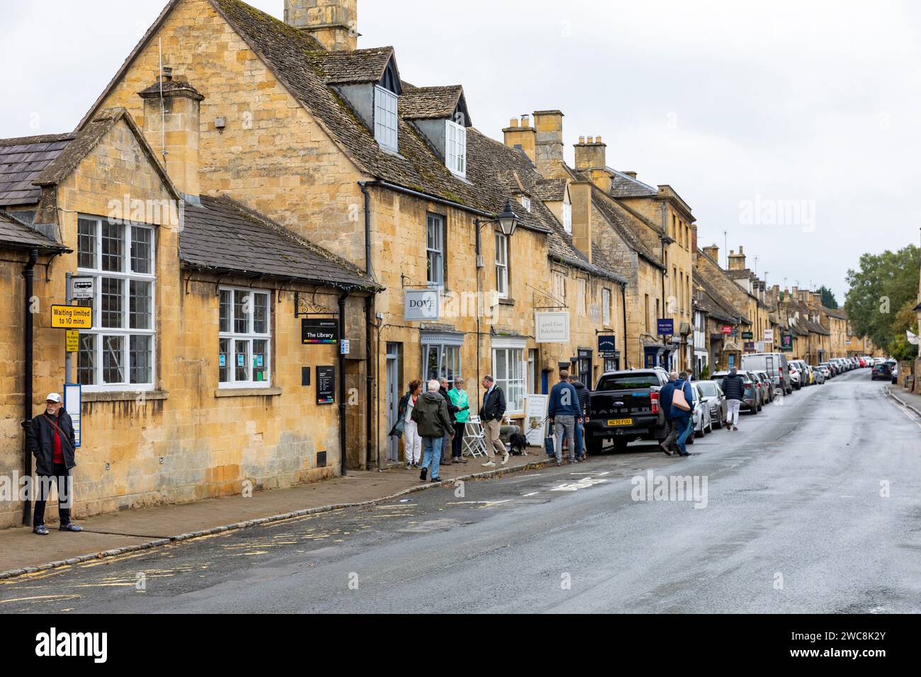 Chipping Campden, Gloucestershire,England view along high street of ...