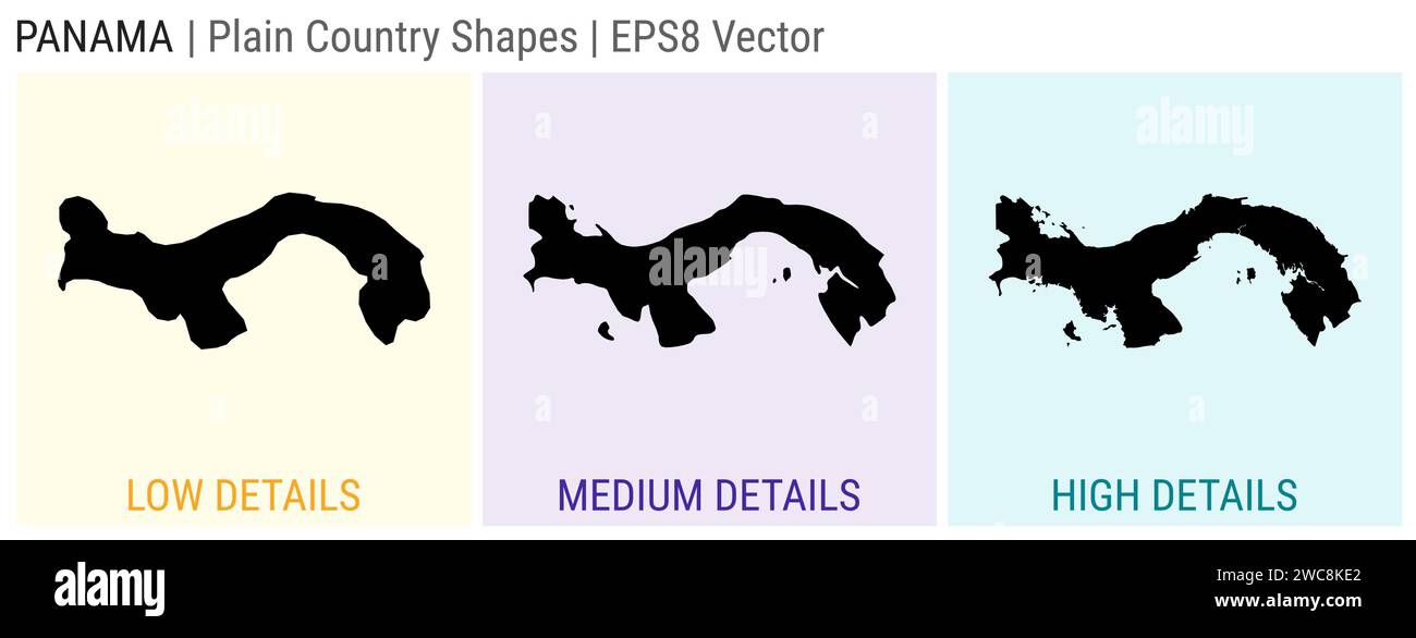Panama - plain country shape. Low, medium and high detailed maps of ...