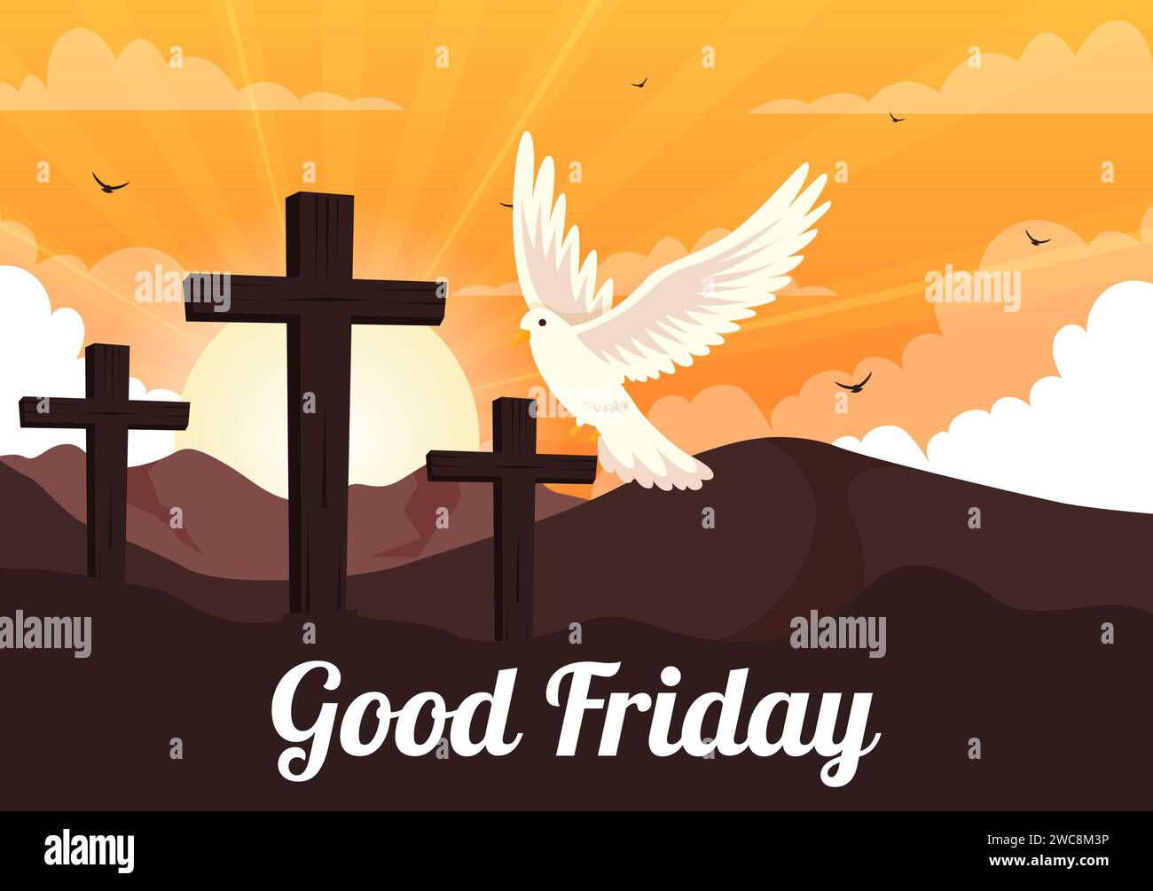 Happy Good Friday Vector Illustration with Christian Holiday of Jesus ...
