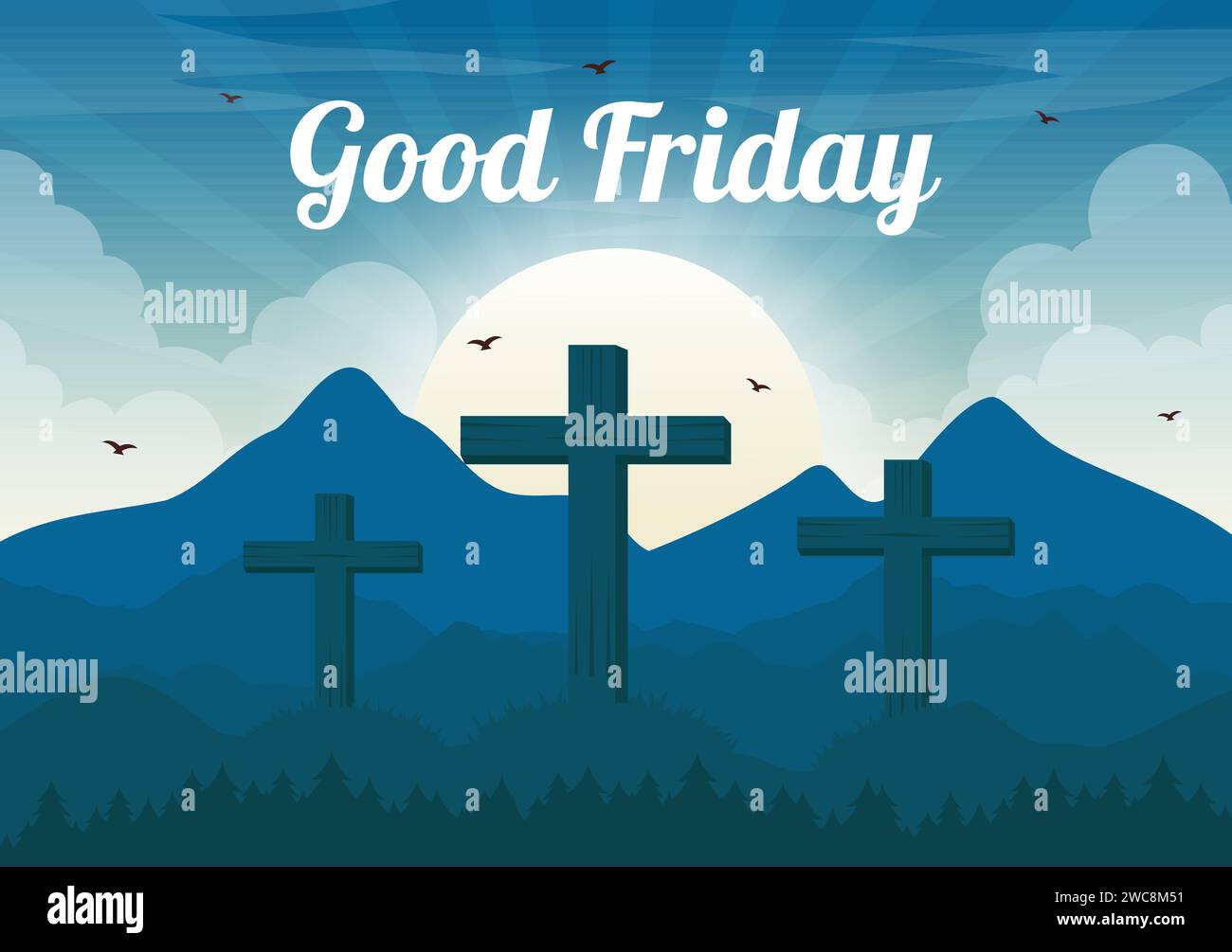 Happy Good Friday Vector Illustration with Christian Holiday of Jesus ...