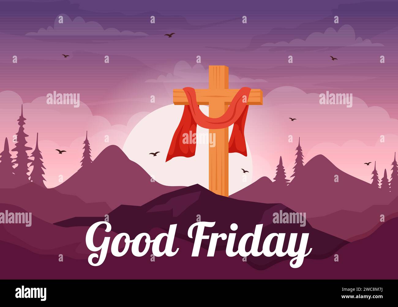 Happy Good Friday Vector Illustration with Christian Holiday of Jesus ...