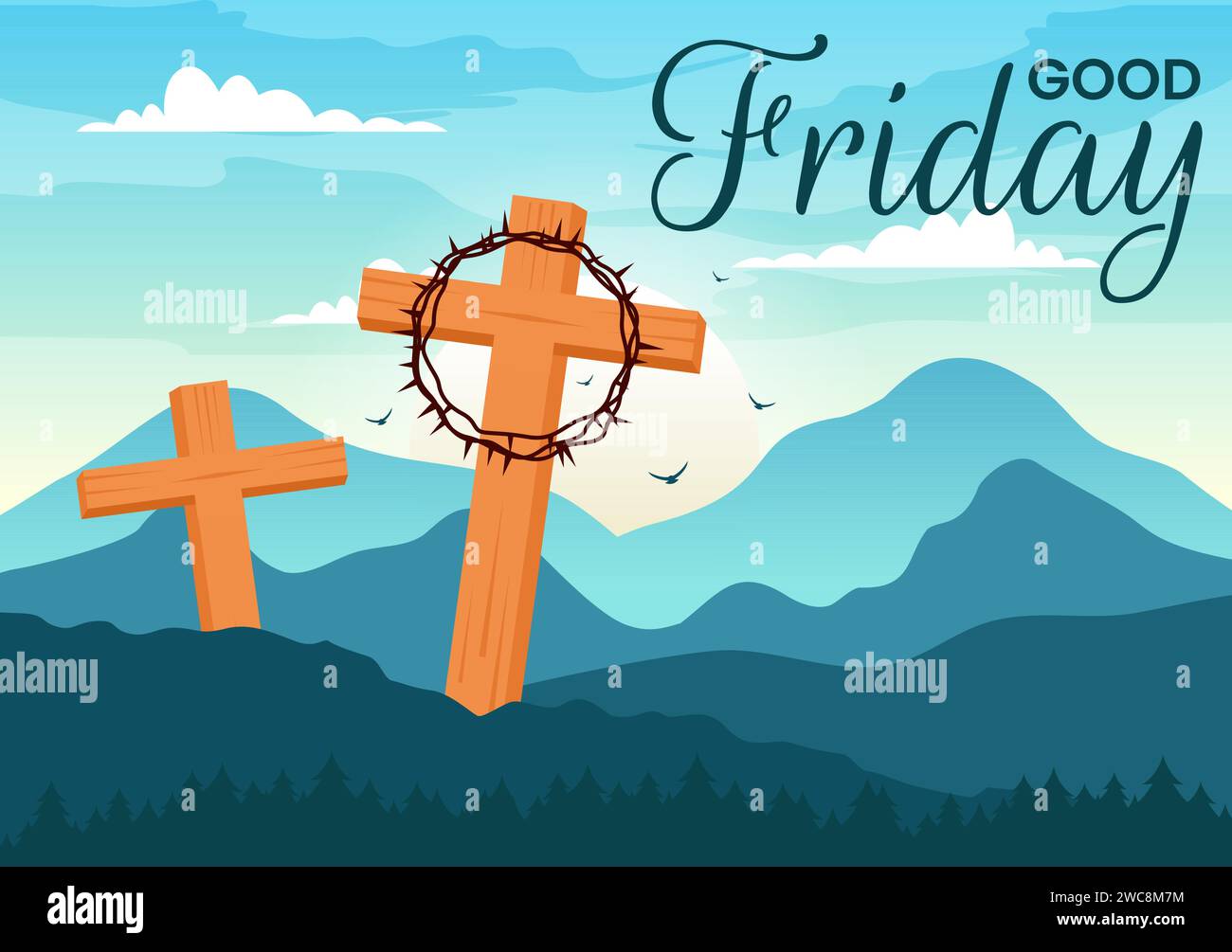 Happy Good Friday Vector Illustration with Christian Holiday of Jesus ...