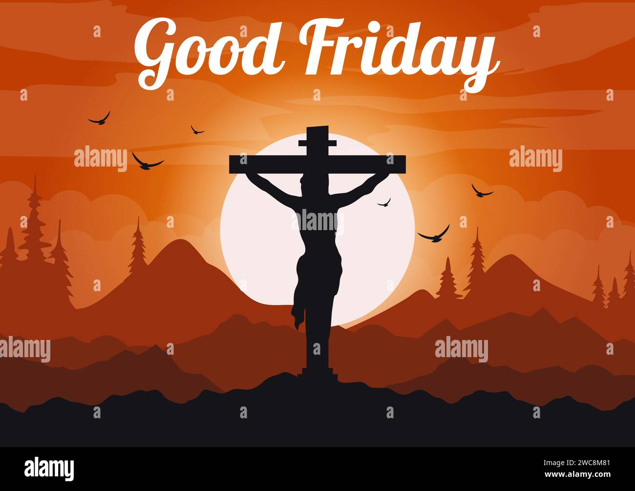 Happy Good Friday Vector Illustration with Christian Holiday of Jesus ...
