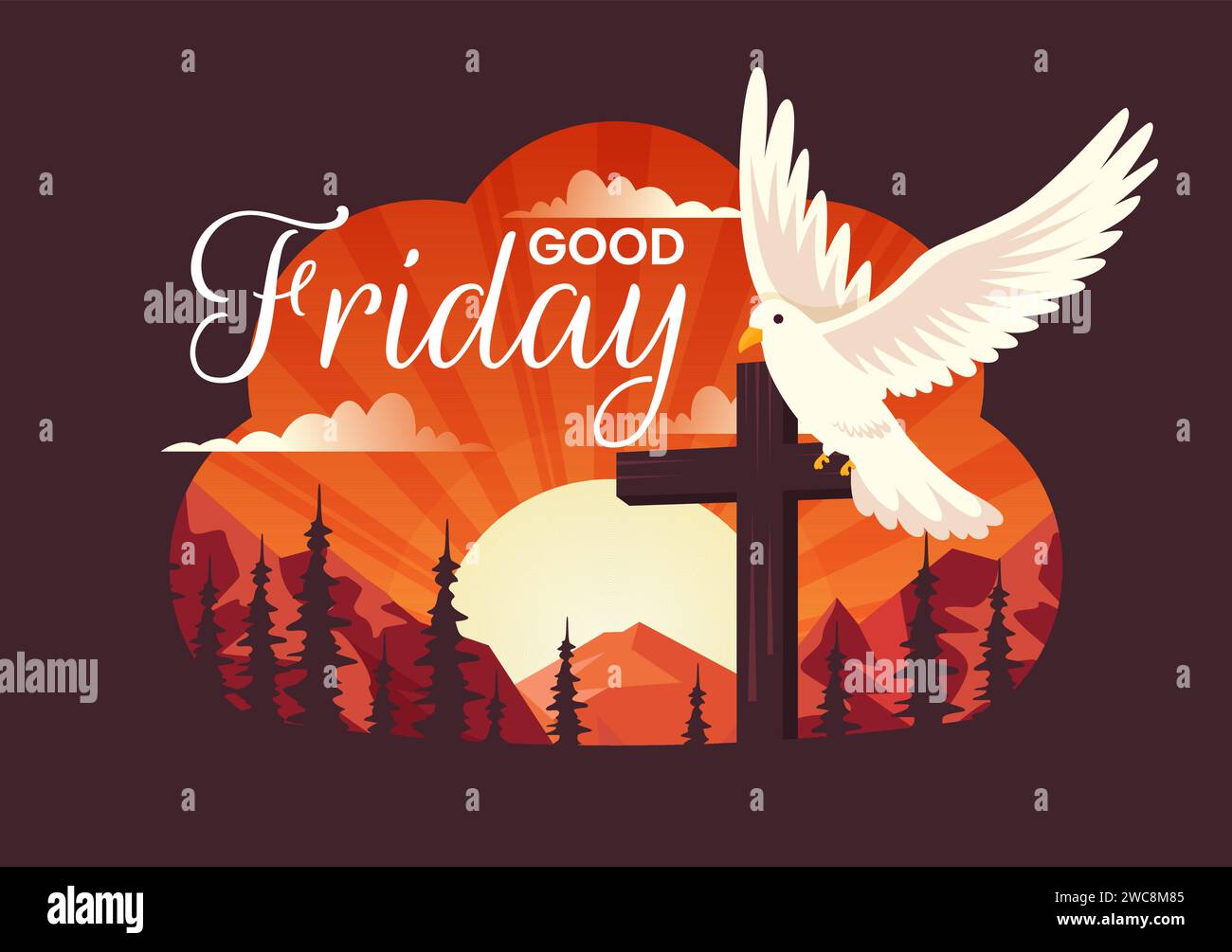 Happy Good Friday Vector Illustration with Christian Holiday of Jesus ...