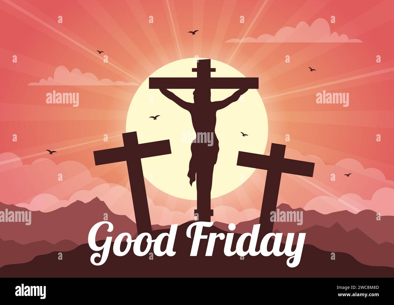 Happy Good Friday Vector Illustration with Christian Holiday of Jesus ...