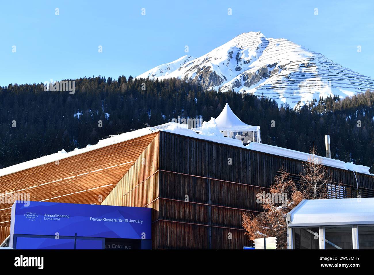 Davos. 14th Jan, 2024. This photo taken on Jan. 14, 2024 shows the ...