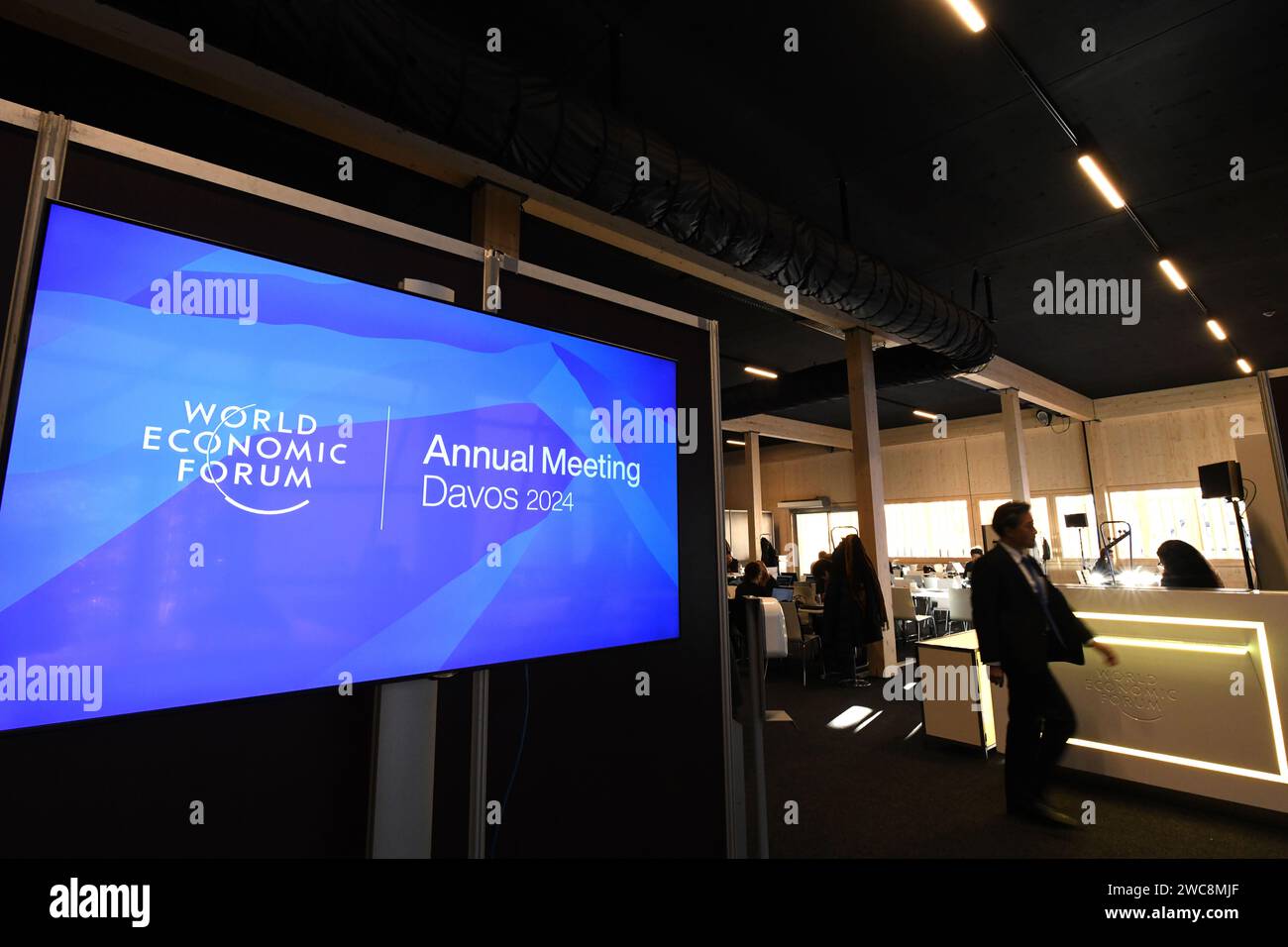 Davos. 14th Jan, 2024. This photo taken on Jan. 14, 2024 shows a view ...