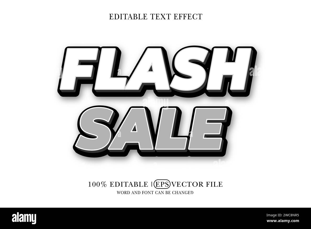 Flash sale text, 3D style with editable font effect Stock Vector Image ...
