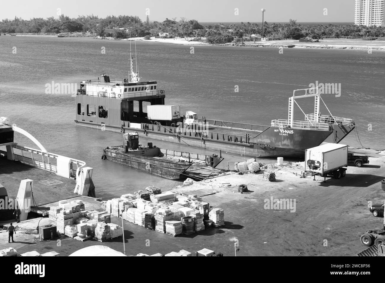 Nassau, Bahamas - March 09, 2016: cargo ship with containers at ...
