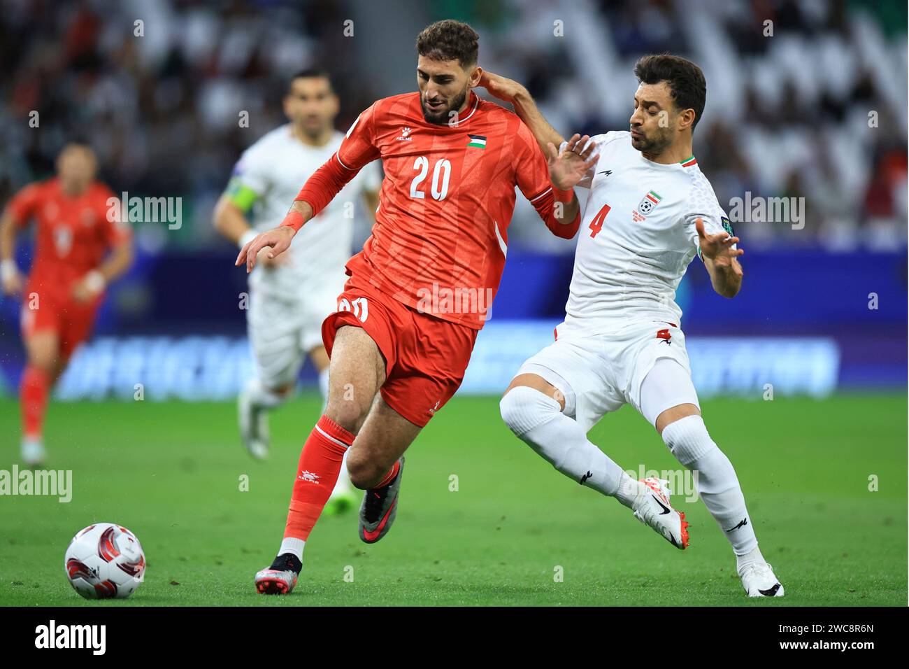Palestinian Zaid Al Qanbar(L) and Iran's Shoja Khalilzadeh struggle to ...