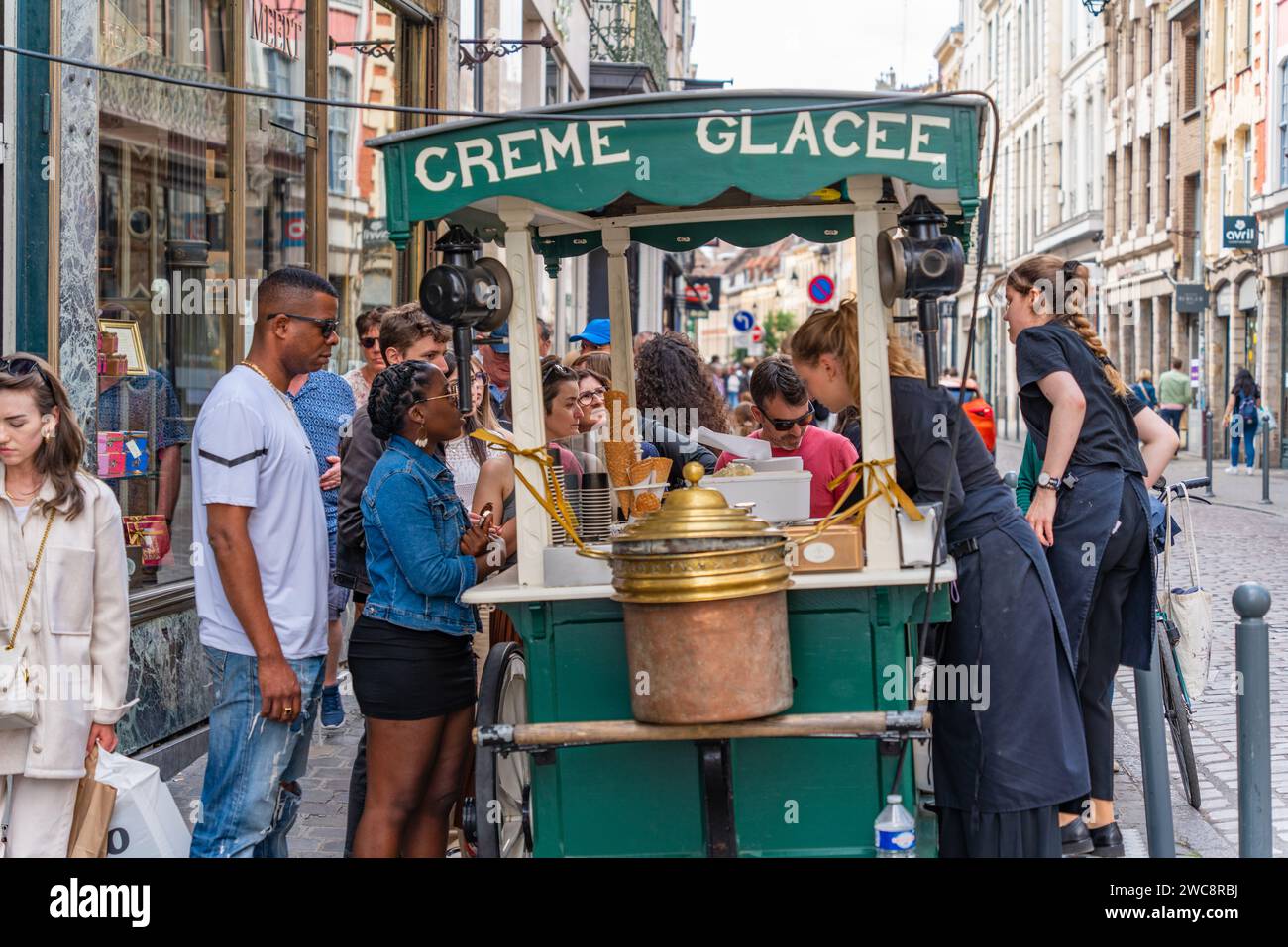 Gelato cart on street at old town of Lille, France Stock Photo - Alamy