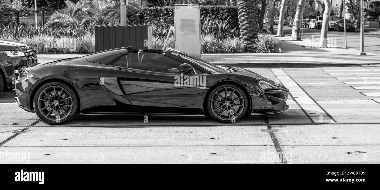 Los Angeles, California USA - April 11, 2021: black McLaren Automotive ...