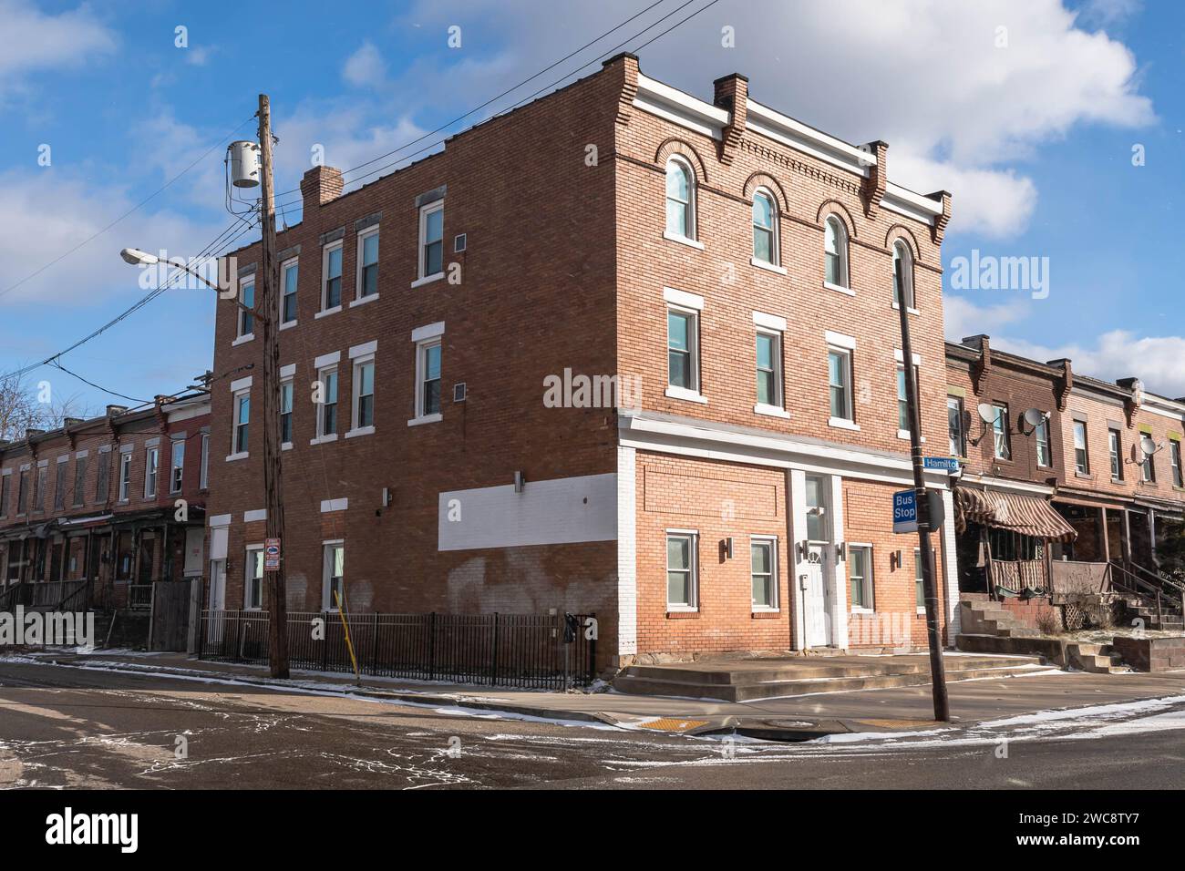 A three-story apartment building on Hamilton Avenue in the Homewood ...