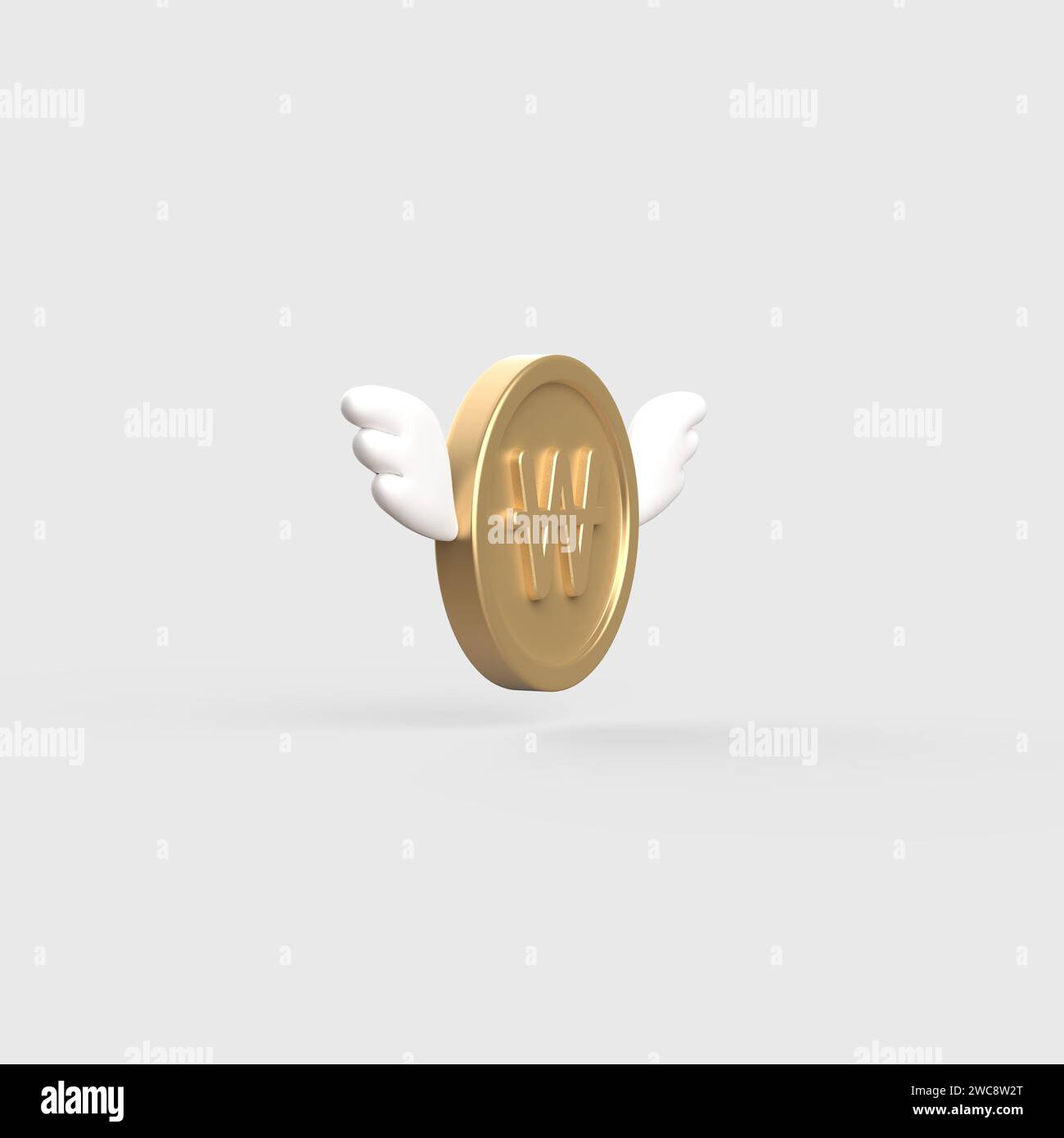 Winged coin 3d object Stock Photo - Alamy