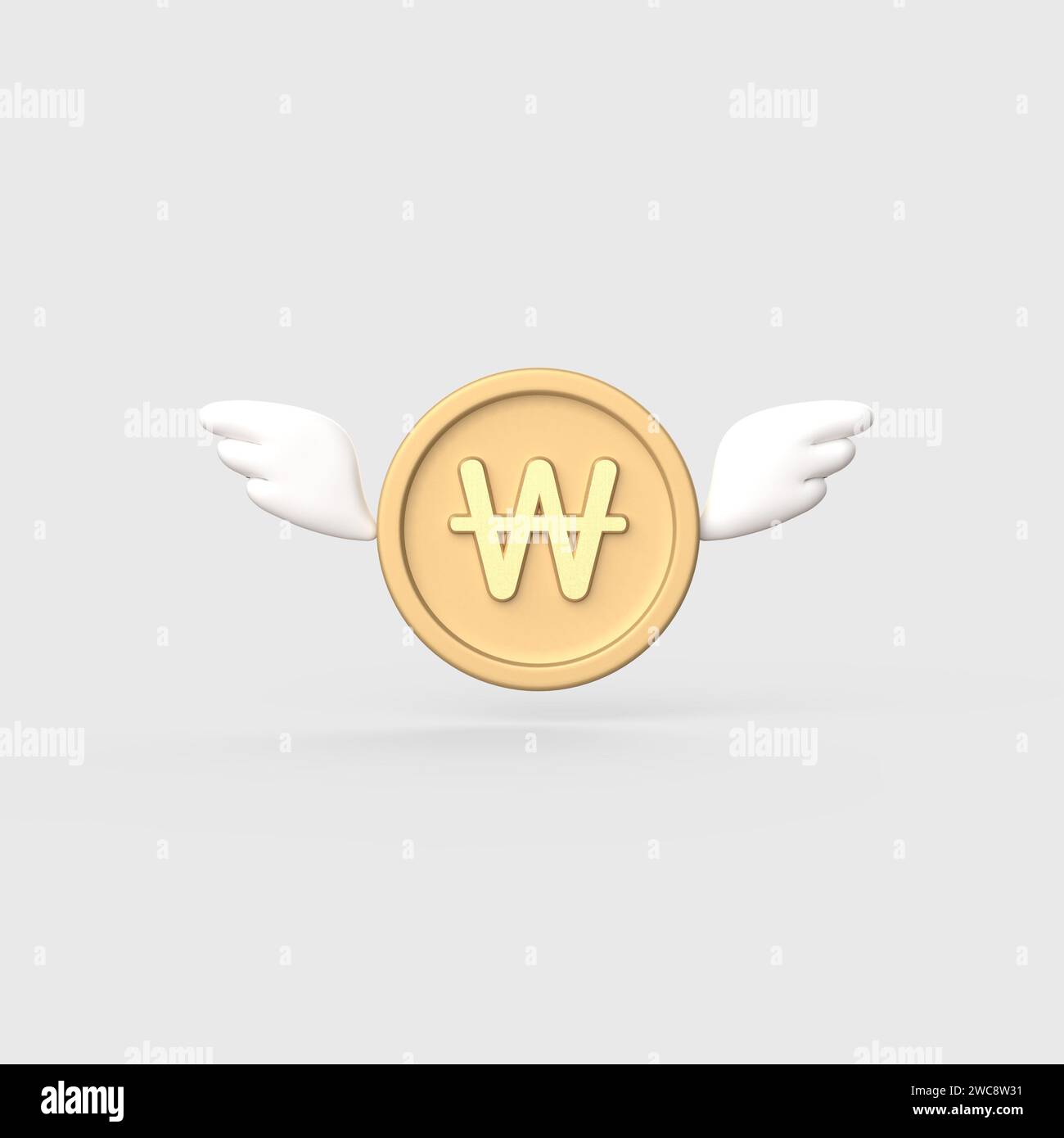 Winged coin 3d object Stock Photo - Alamy