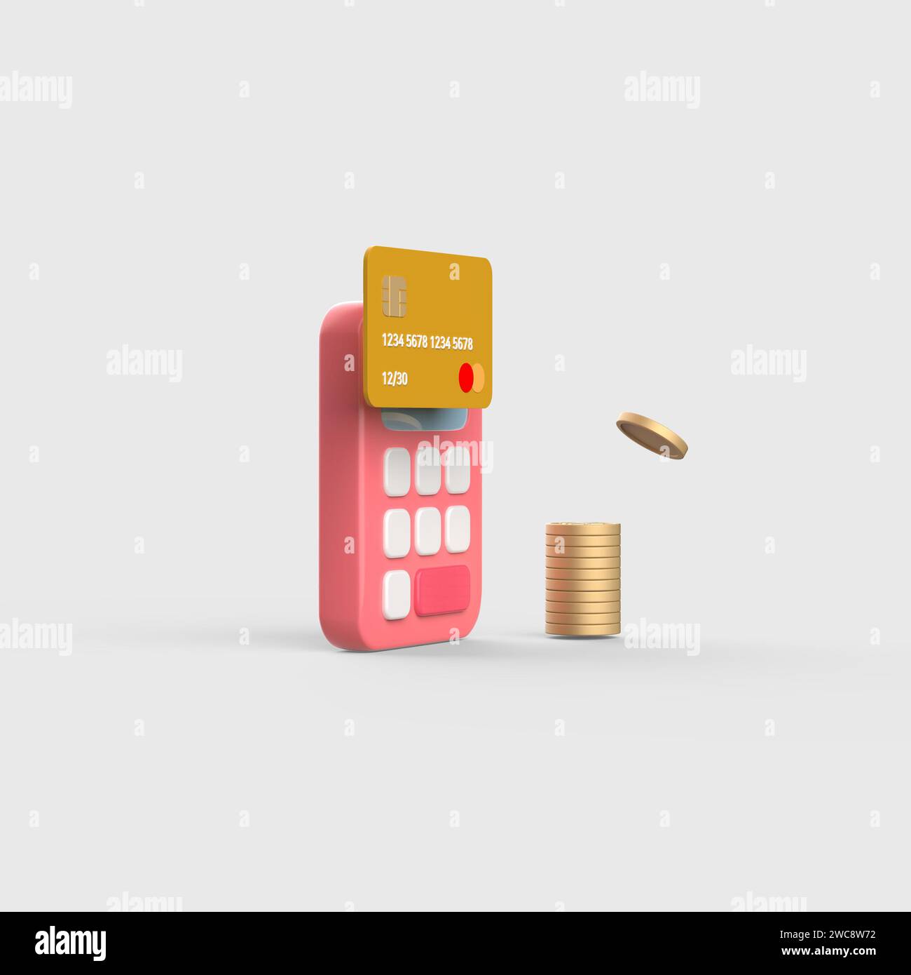 Calculator and credit card 3d object Stock Photo - Alamy