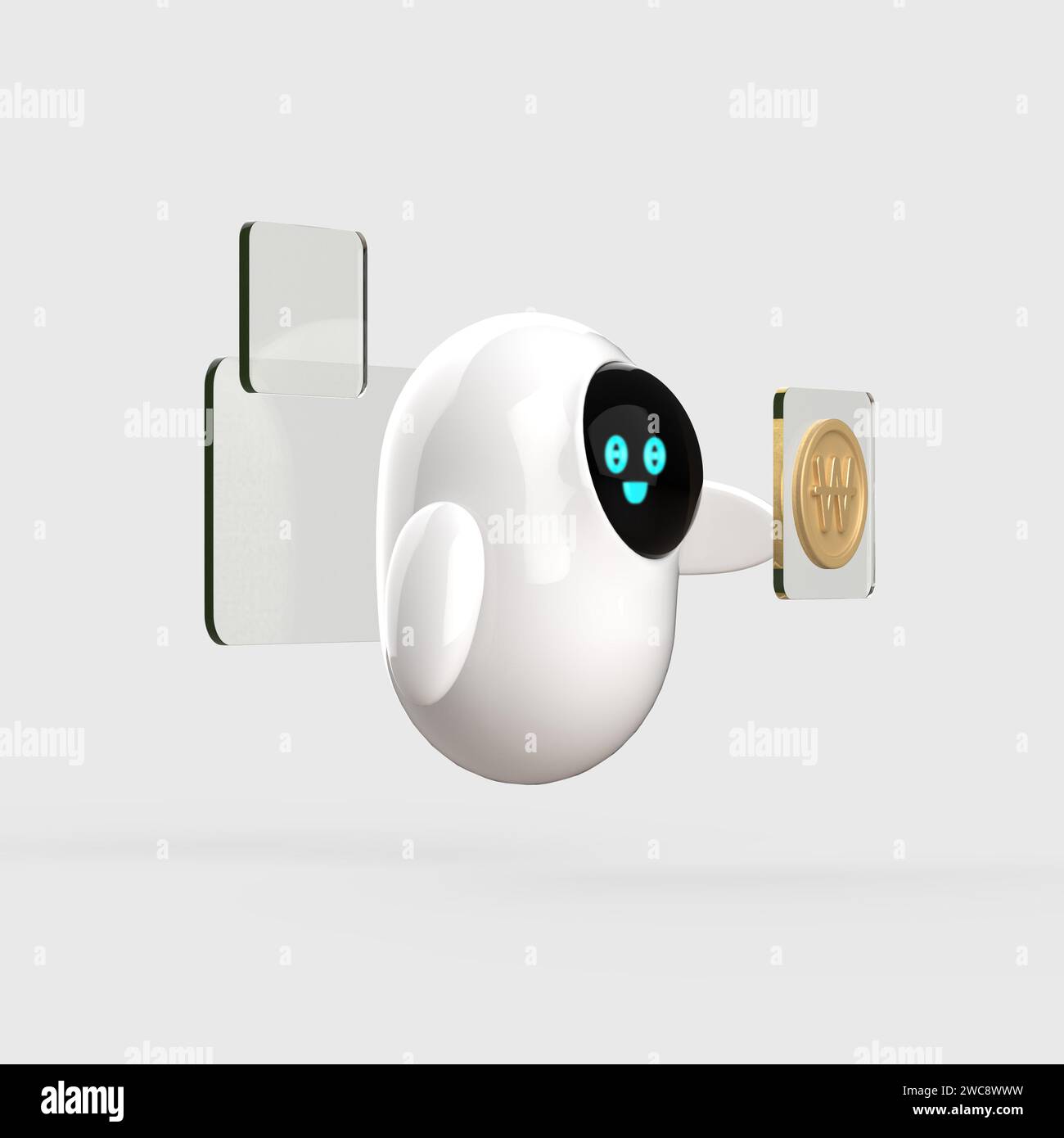 AI Robot 3d Object Holding Coins Stock Photo - Alamy