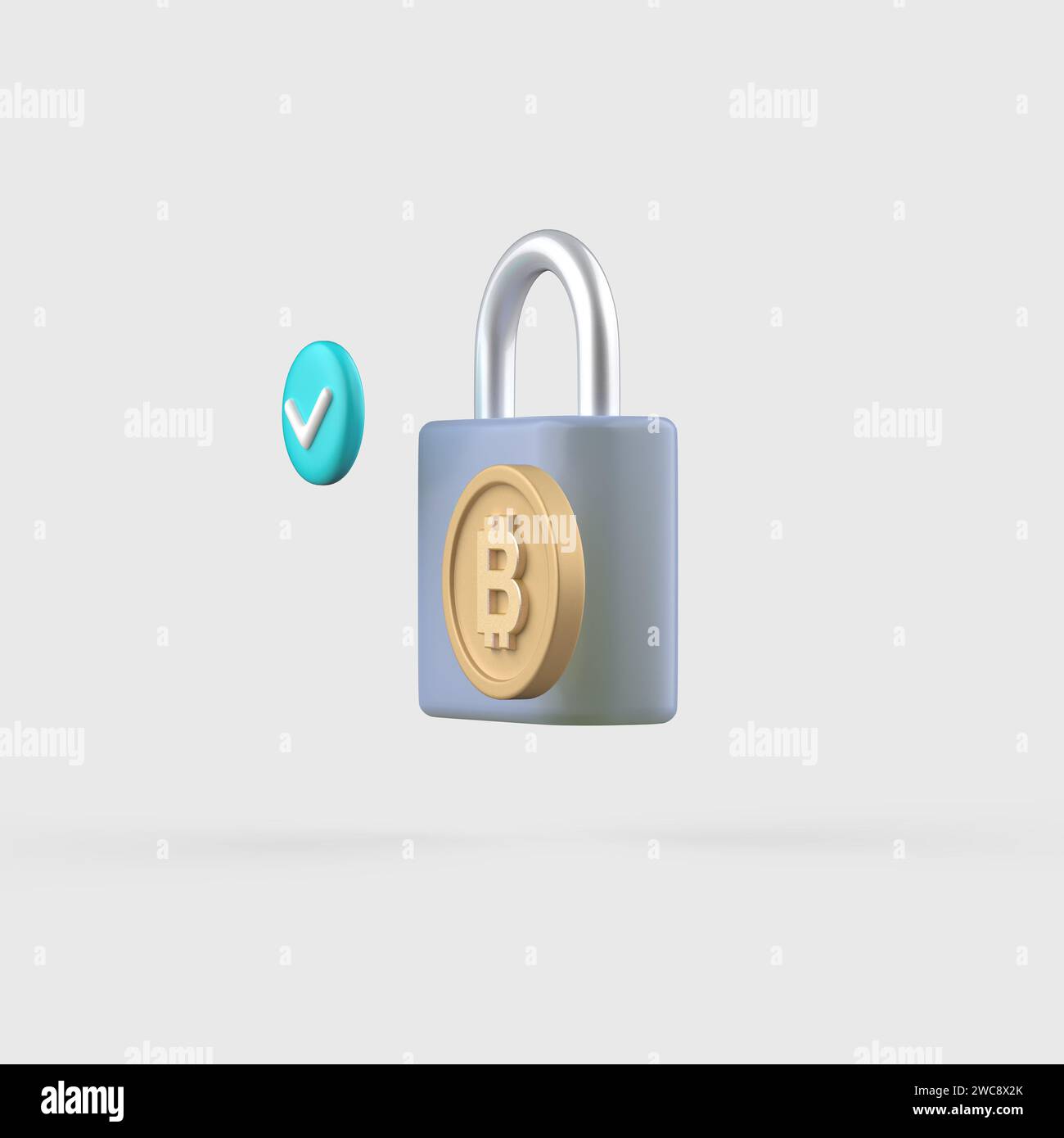 Fingerprint authentication check and cryptocurrency lock 3d object ...