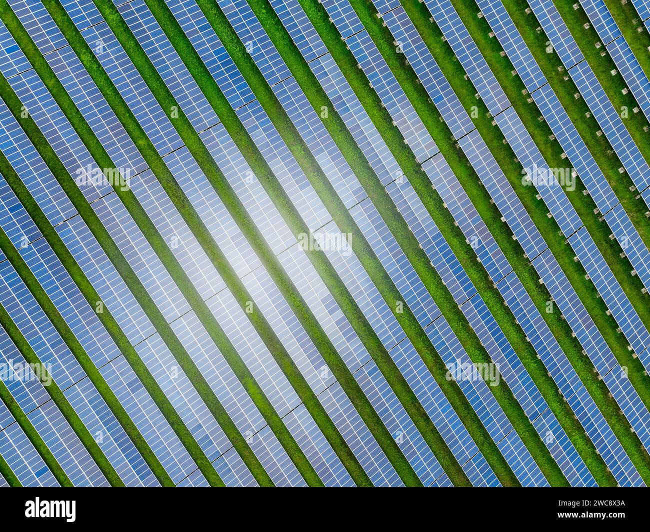 Solar farm and sun light. Solar power for green energy. Sustainable ...