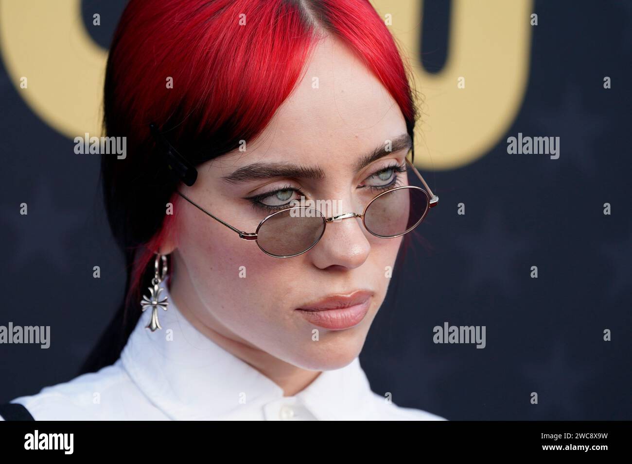 Billie Eilish arrives at the 29th Critics Choice Awards on Sunday, Jan ...