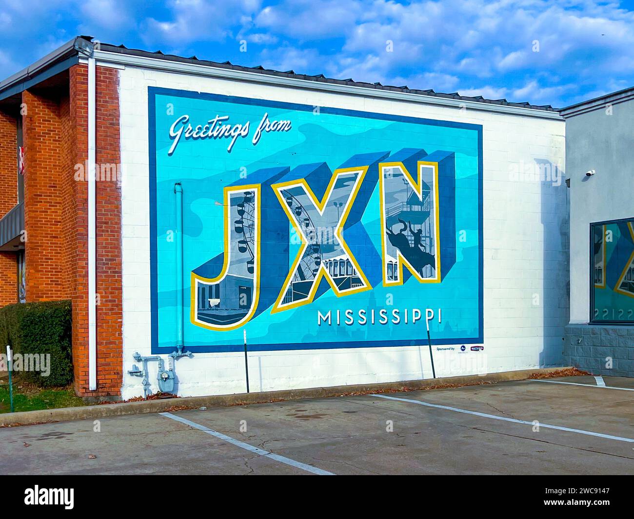 Jackson, MS - January 14, 2024: Greetings from JXN Mississippi mural ...