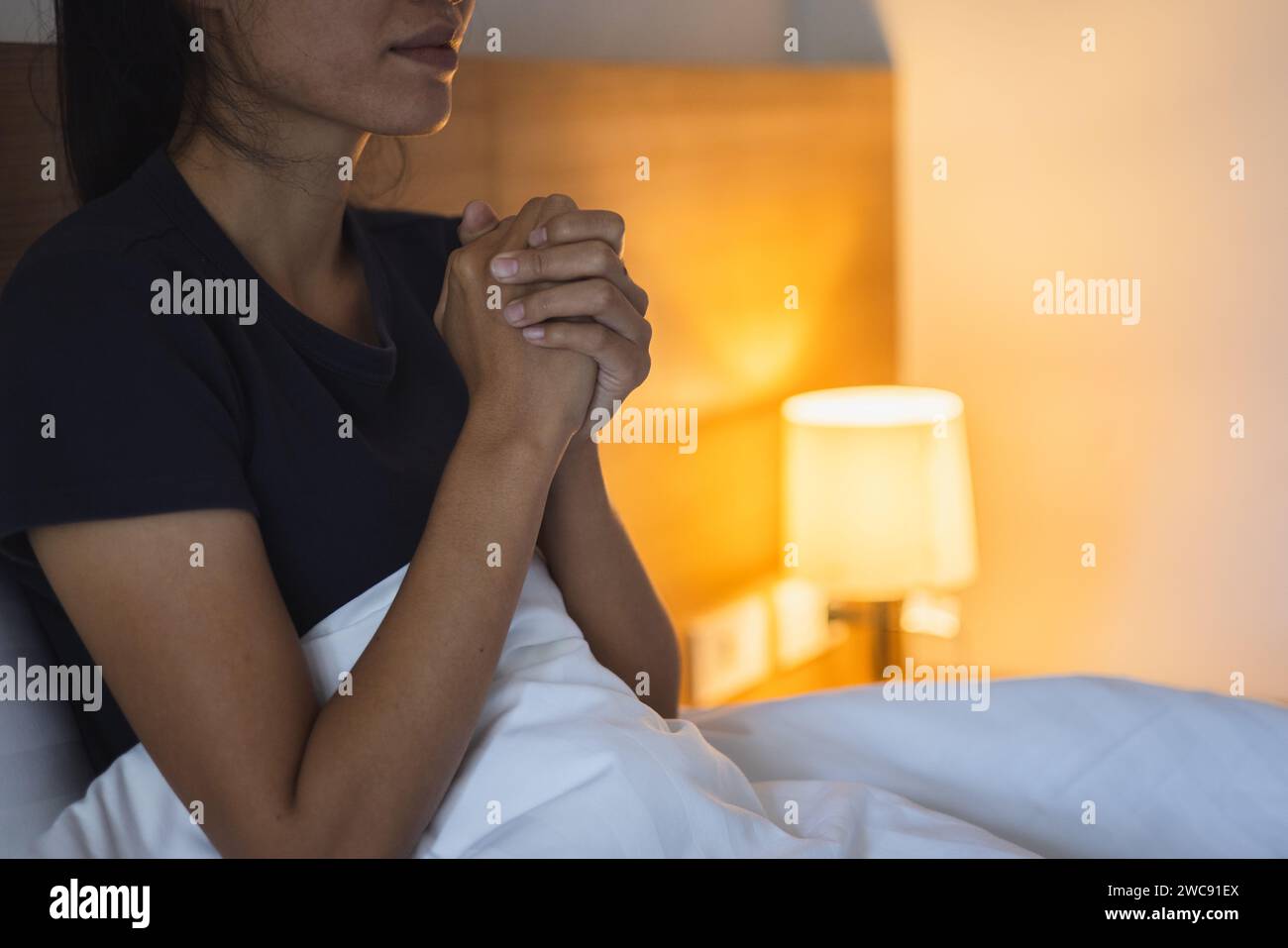 woman hands praying to god. begging for forgiveness and believe in goodness. Christian life ...