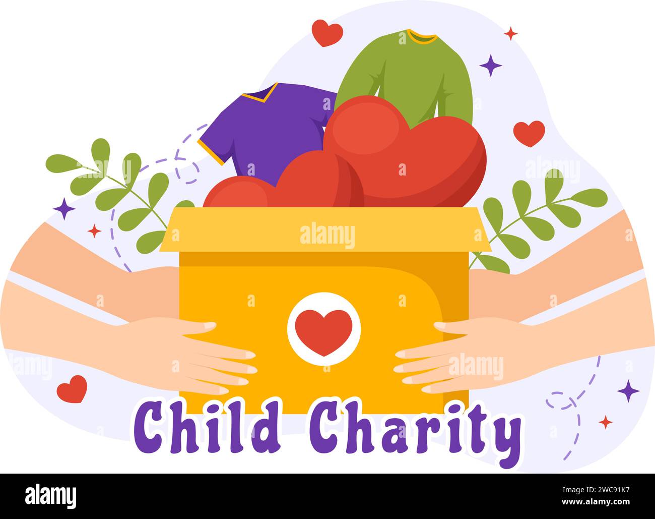 Child Charity Vector Illustration of Charitable Support and Protection ...