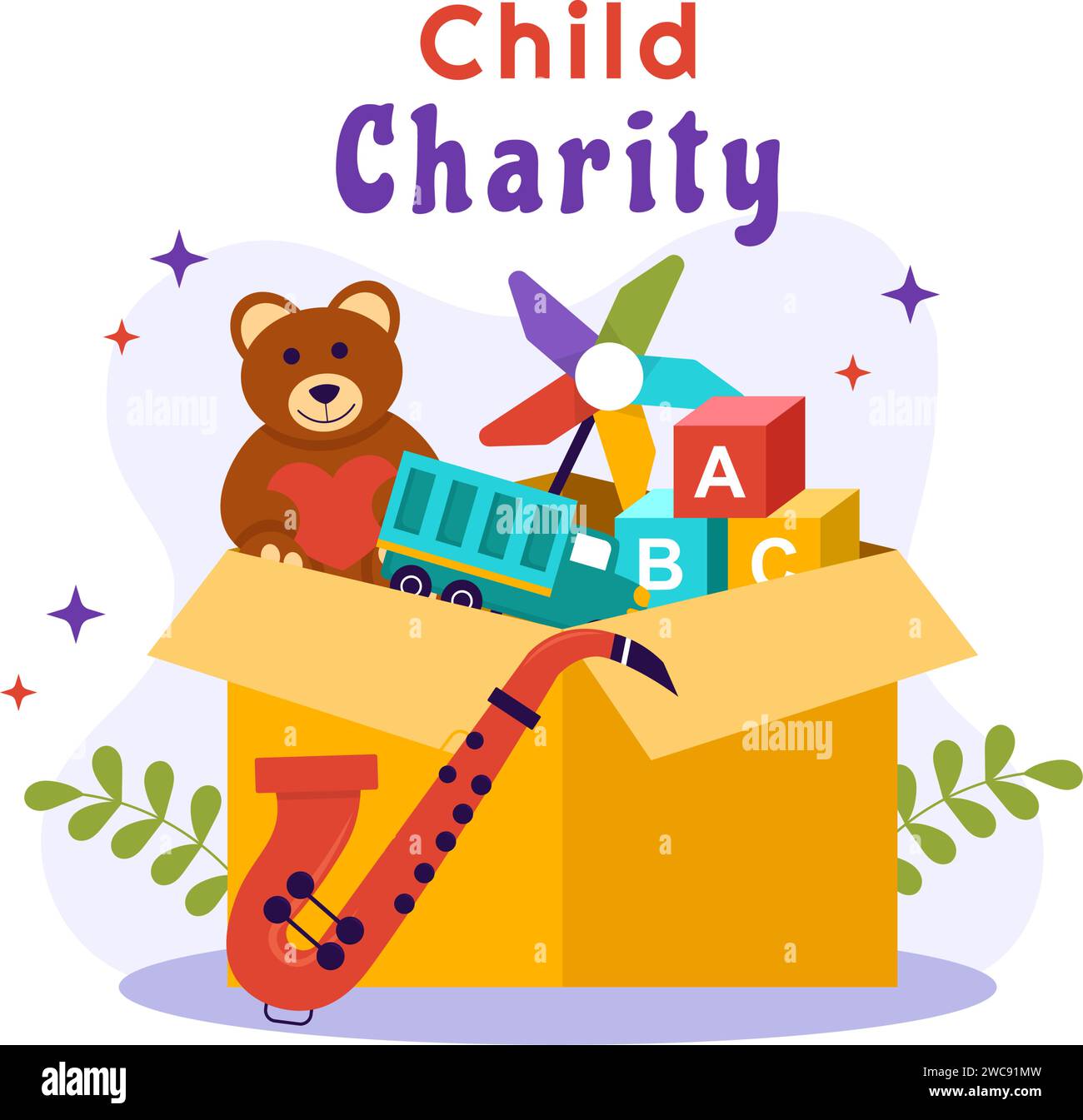 Child Charity Vector Illustration of Charitable Support and Protection ...