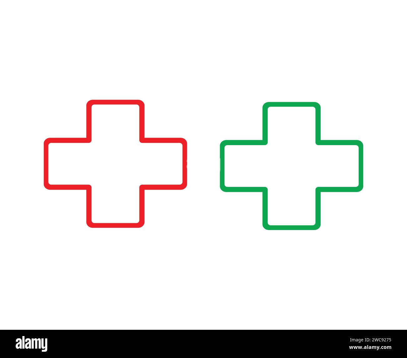 Medical plus cross symbols icon logo sticker isolated editable Stock ...