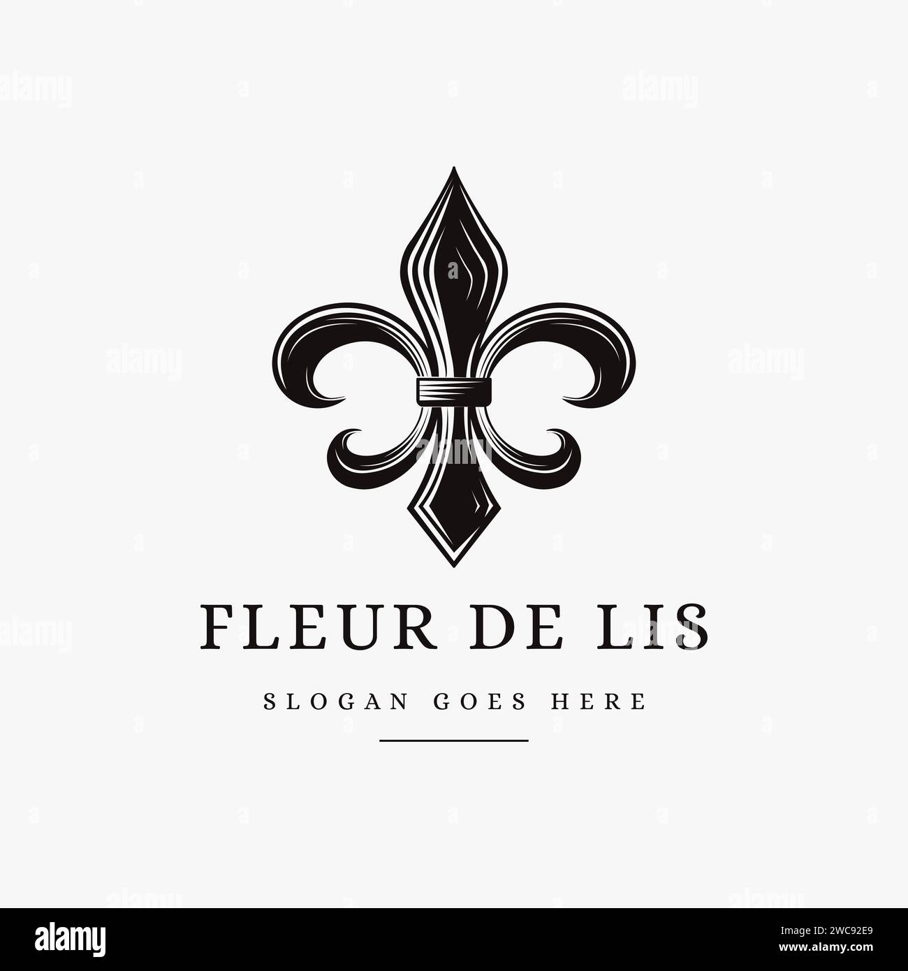 Classic vintage black and white fleur de lis logo icon vector on white ...