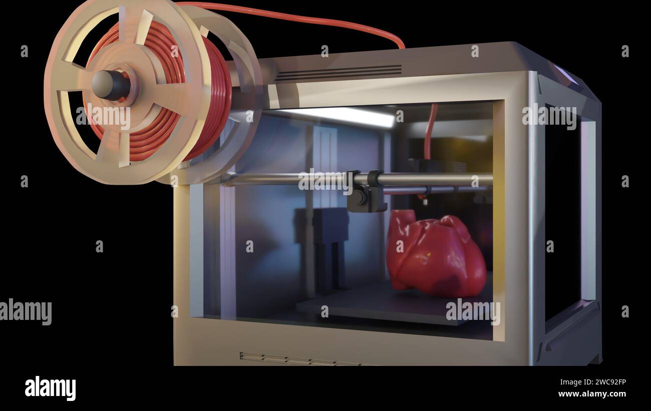 3d rendering of a 3D printer printing a model of a human heart Stock ...