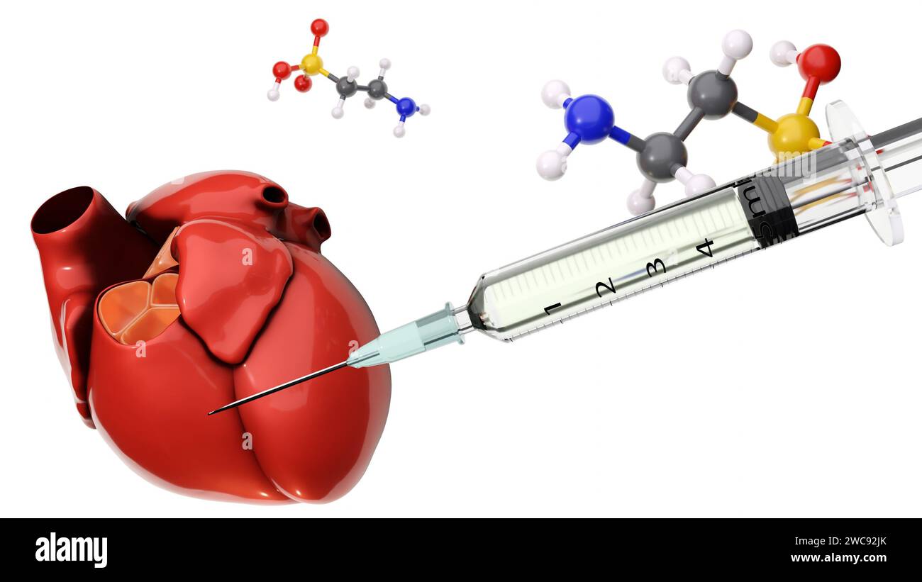 3d rendering of 2-aminoethanesulfonic acid or taurine molecule, human ...