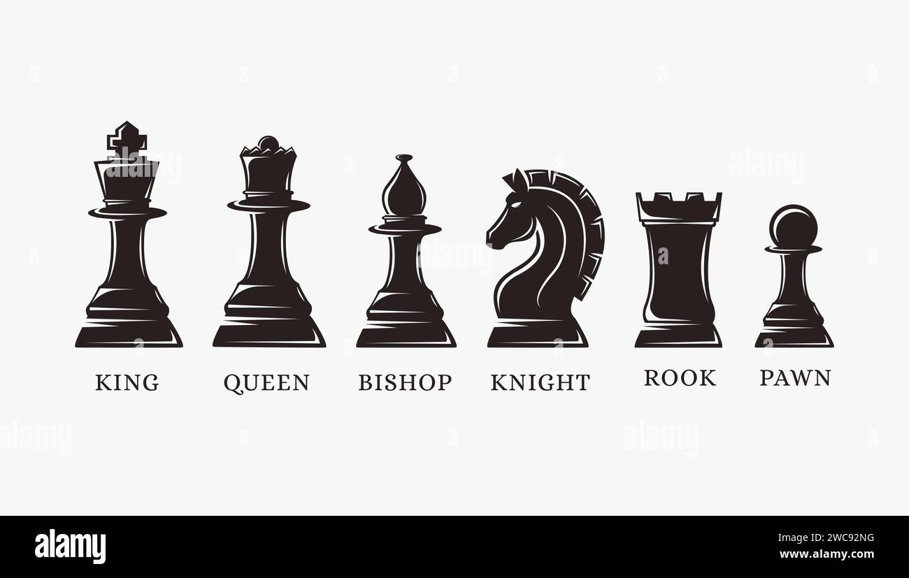 Set of silhouettes chess piece vector icons on white background Stock ...