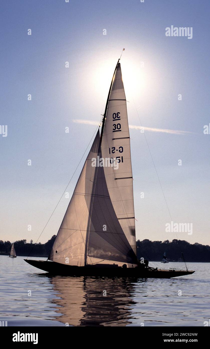 Sailing boat under sail, Chiemsee, Bavaria Germany Stock Photo - Alamy