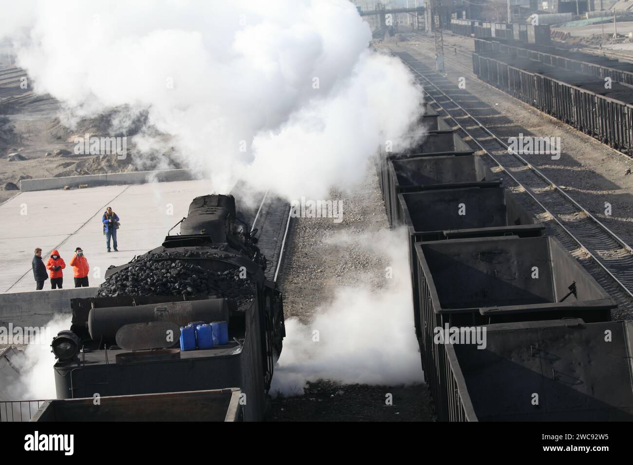 HAMI, CHINA - JANUARY 14, 2024 - The last steam locomotive in the ...