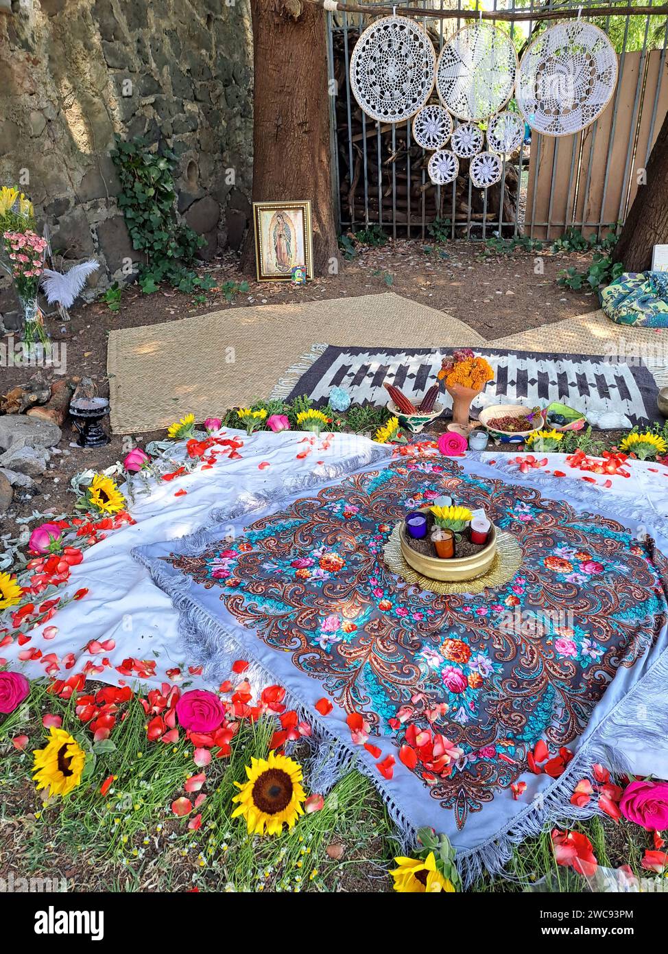 Space prepared to do a holistic ceremony with rituals to direct energy ...