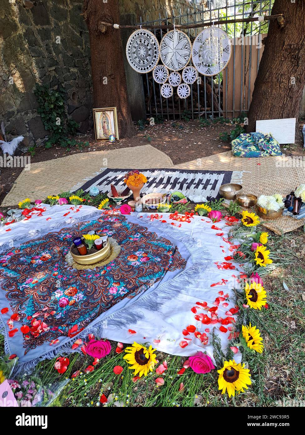 Space prepared to do a holistic ceremony with rituals to direct energy ...