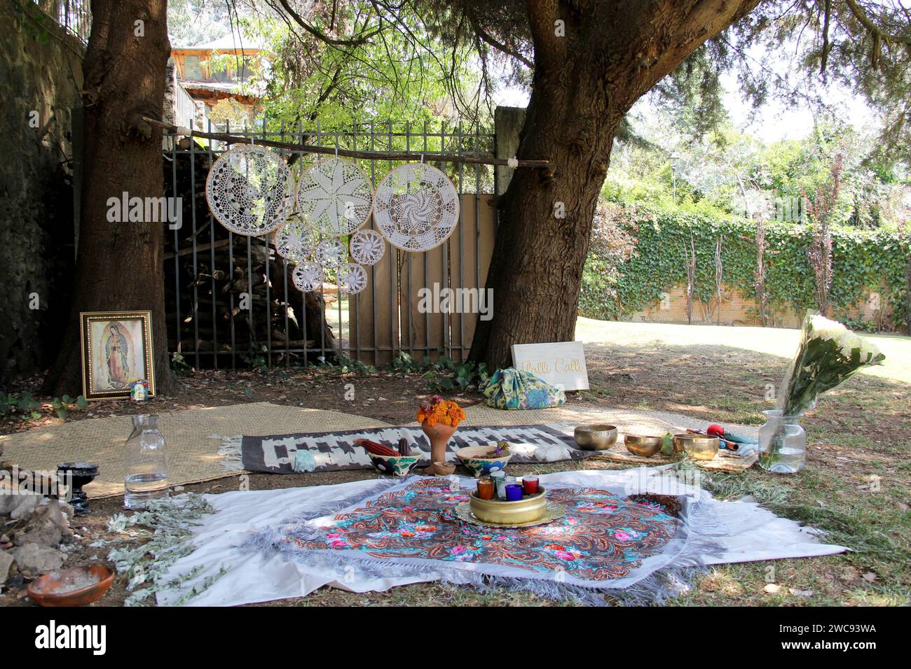 Space prepared to do a holistic ceremony with rituals to direct energy ...