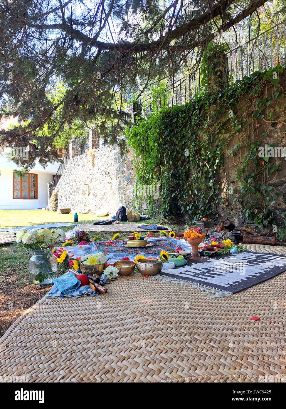 Space prepared to do a holistic ceremony with rituals to direct energy ...