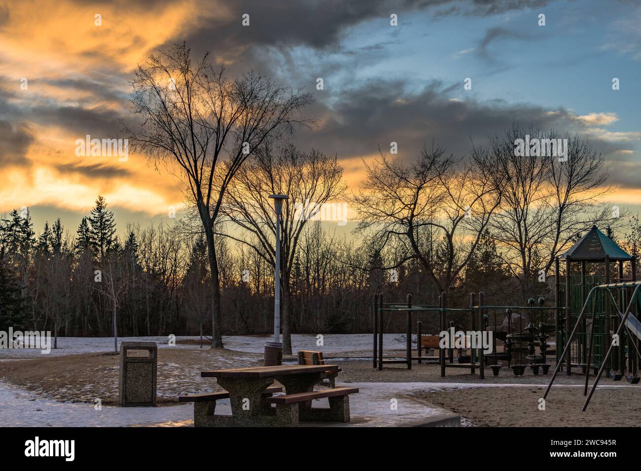 Sunset sky landscapeat Westridge residential neighbourhood Edmonton ...