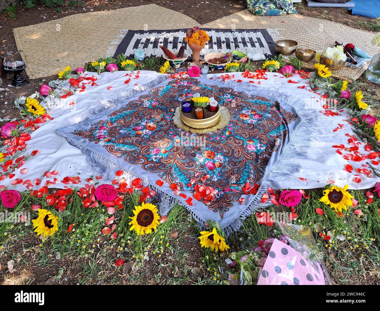Space prepared to do a holistic ceremony with rituals to direct energy ...