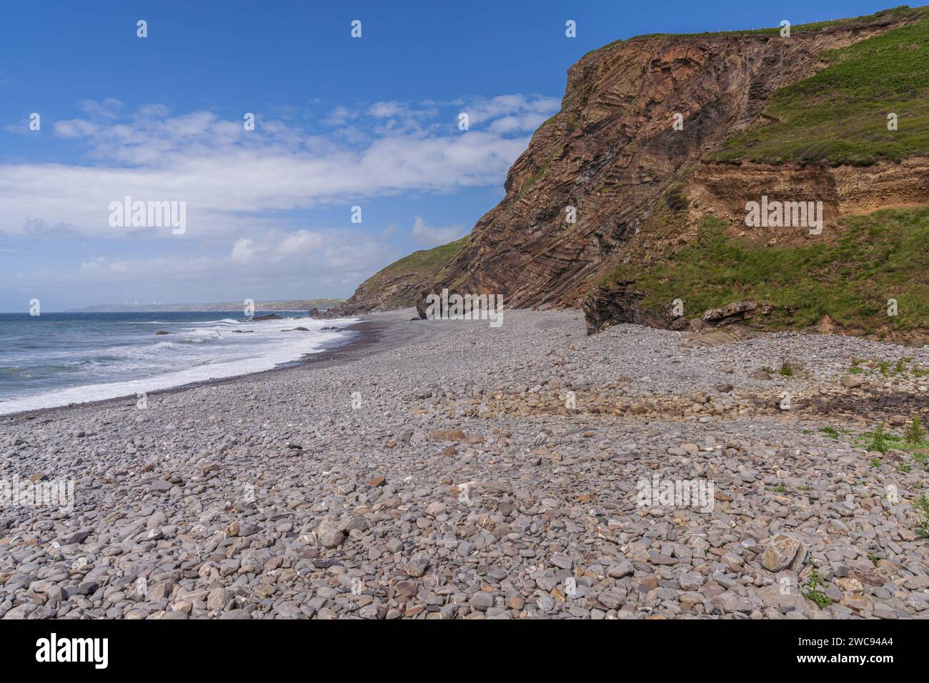The cliffs and beach in Millook Haven, Cornwall, England, UK Stock ...