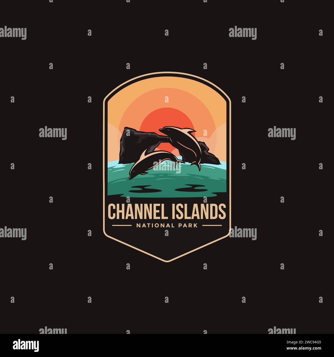 Emblem patch logo illustration of Channel Islands National Park on dark ...