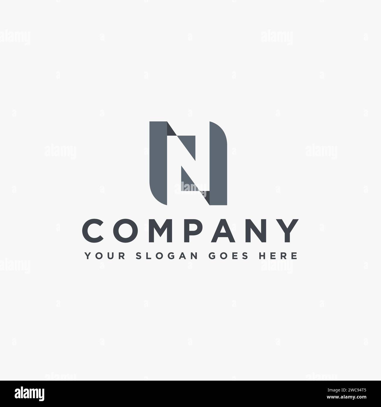 Abstract negative space Letter N logo vector icon on white background ...