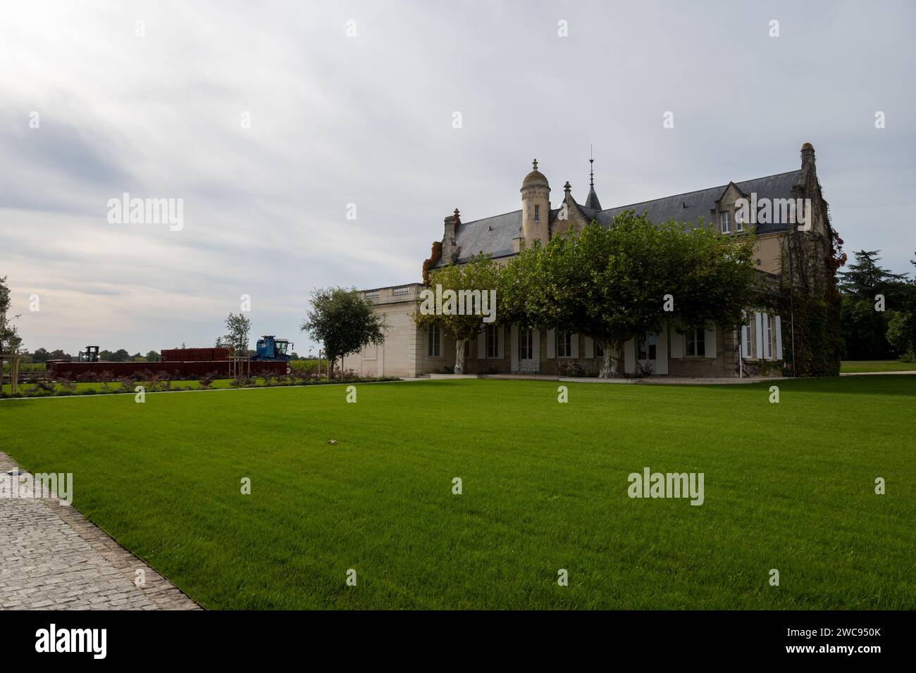 Views of typical French wine domain or chateau in Haut-Medoc red wine ...